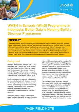 WASH in Schools (WinS) Programme in Indonesia: Better Data is Helping ...