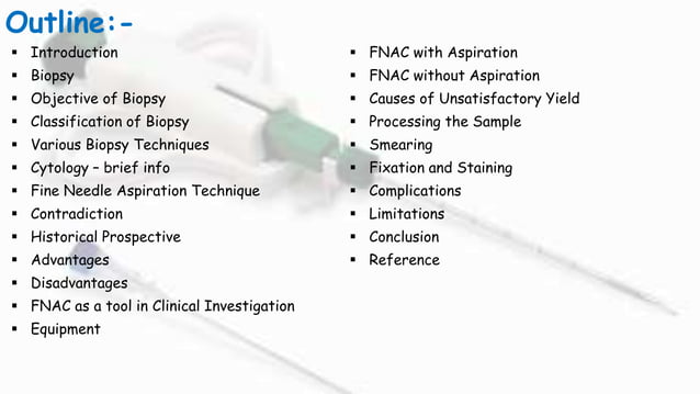 Fine Needle Aspiration Cytology (FNAC) | PPTX | Dental Health ...