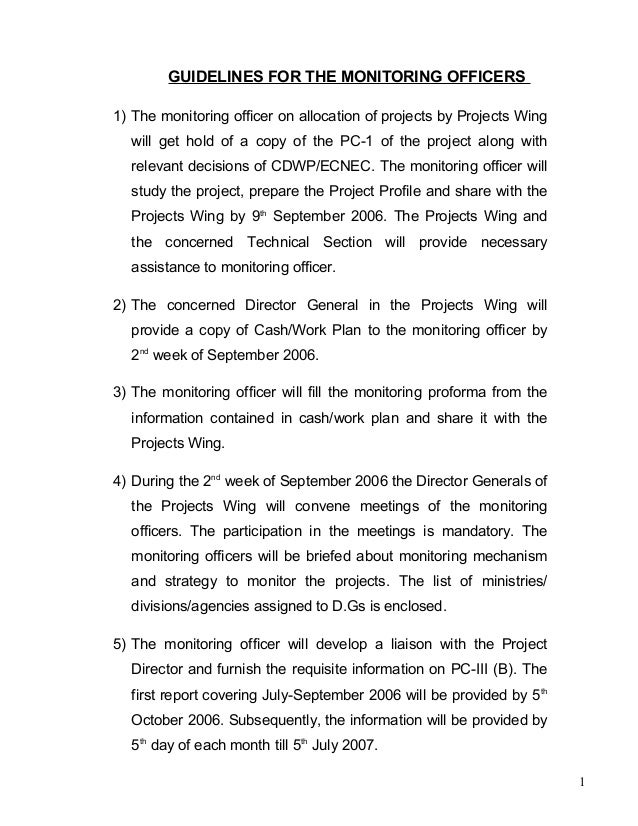 Guidelines for the monitoring officers