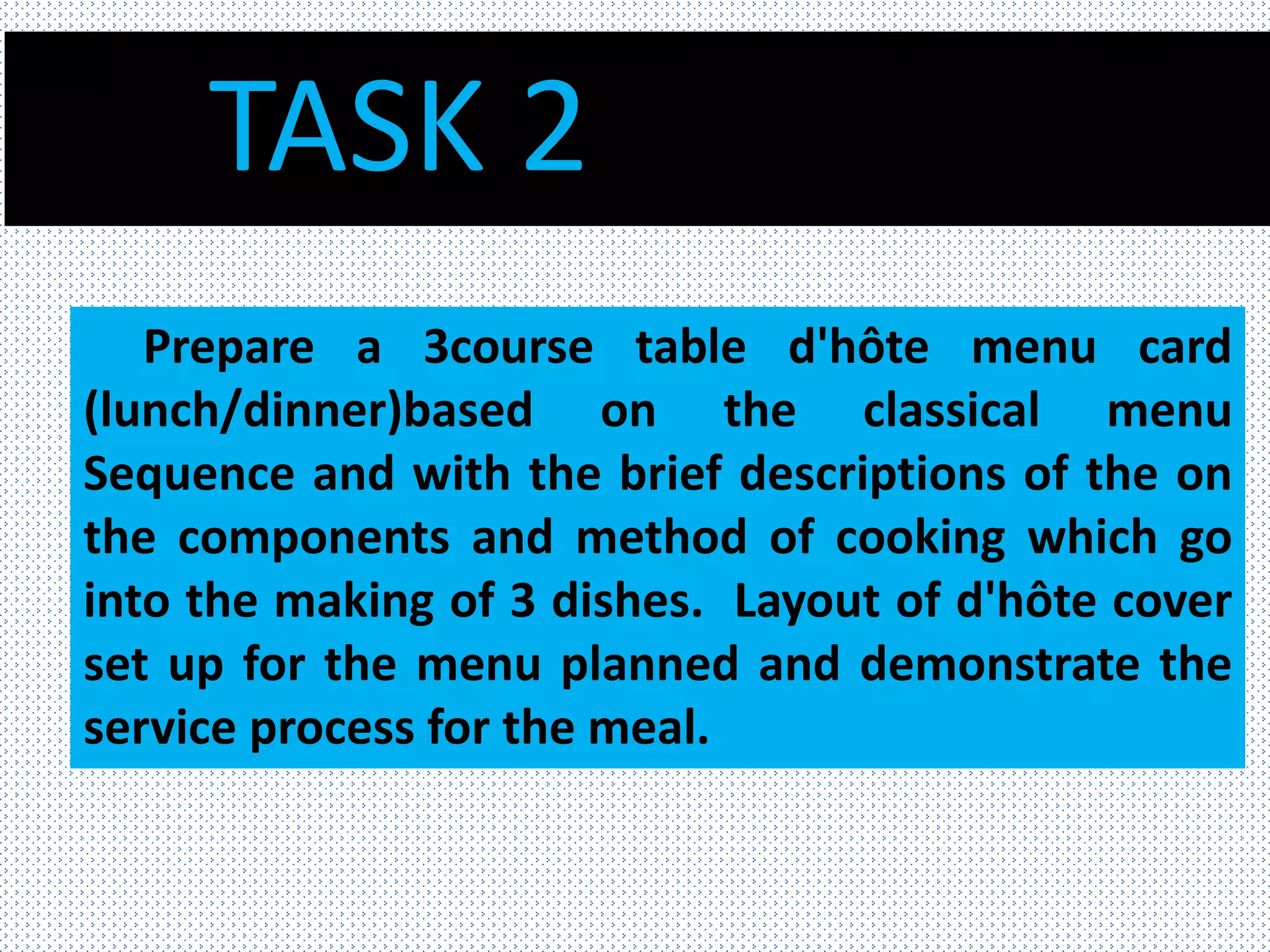 food and beverages assighnment presentation frankfinn | PPTX