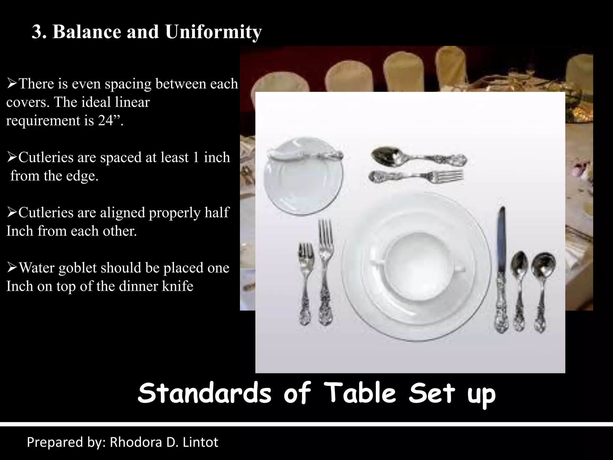 Fnb standard of table set up | PDF