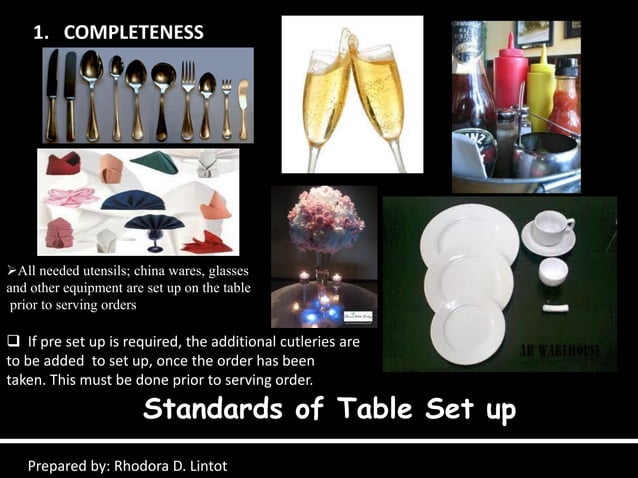 Fnb standard of table set up | PDF | Food & Drink