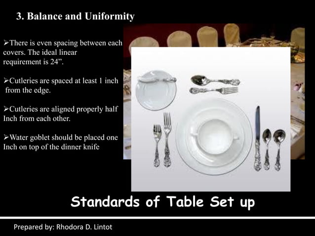 Fnb standard of table set up | PDF | Food & Drink