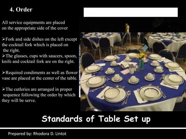 Fnb standard of table set up | PDF | Food & Drink