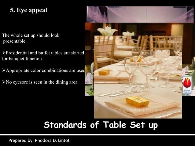 Fnb standard of table set up | PDF | Food & Drink