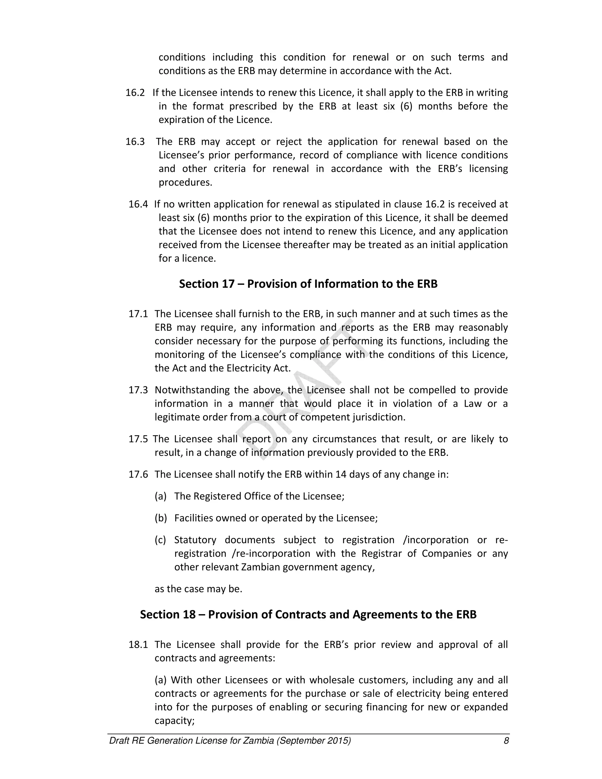 Zambia draft refit generation licence | PDF