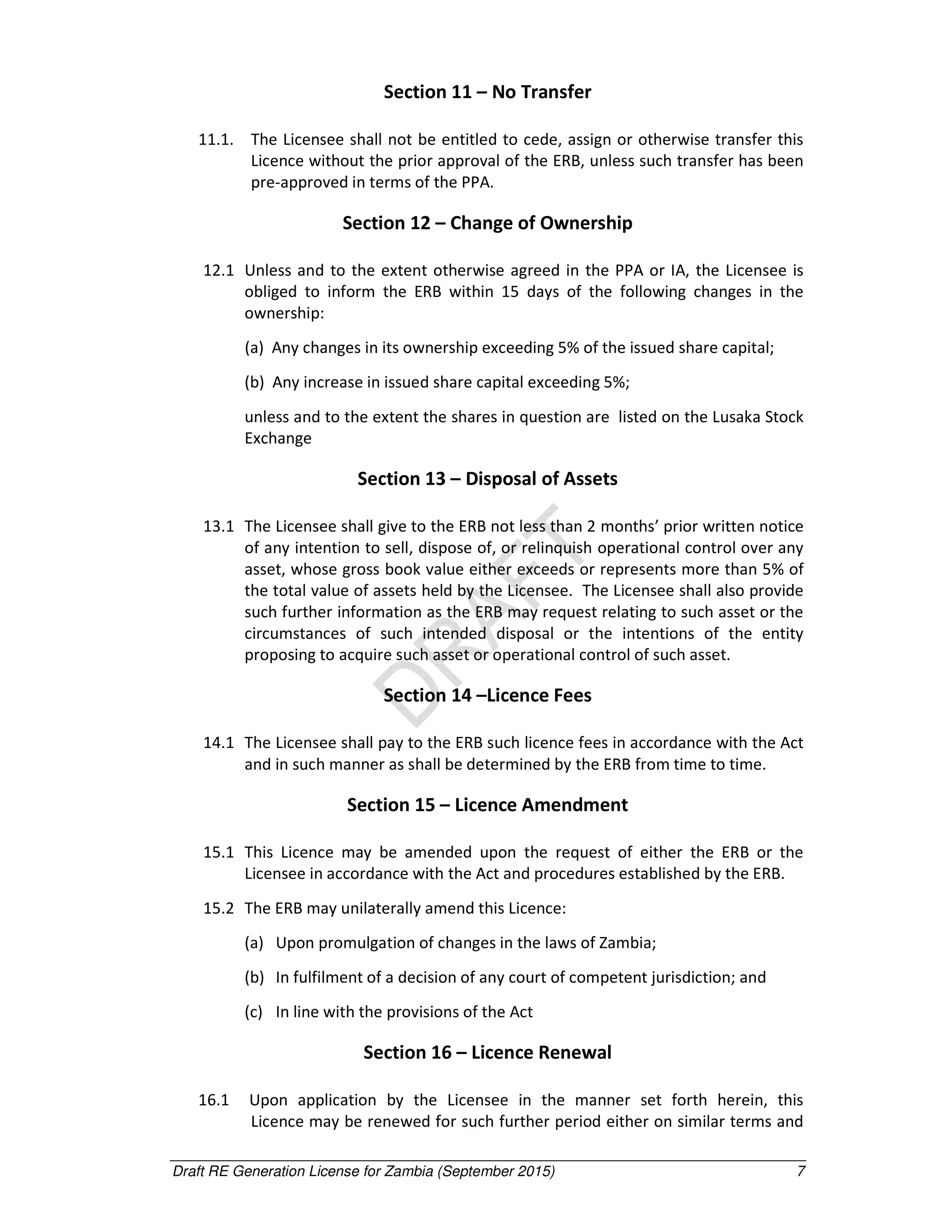 Zambia draft refit generation licence | PDF