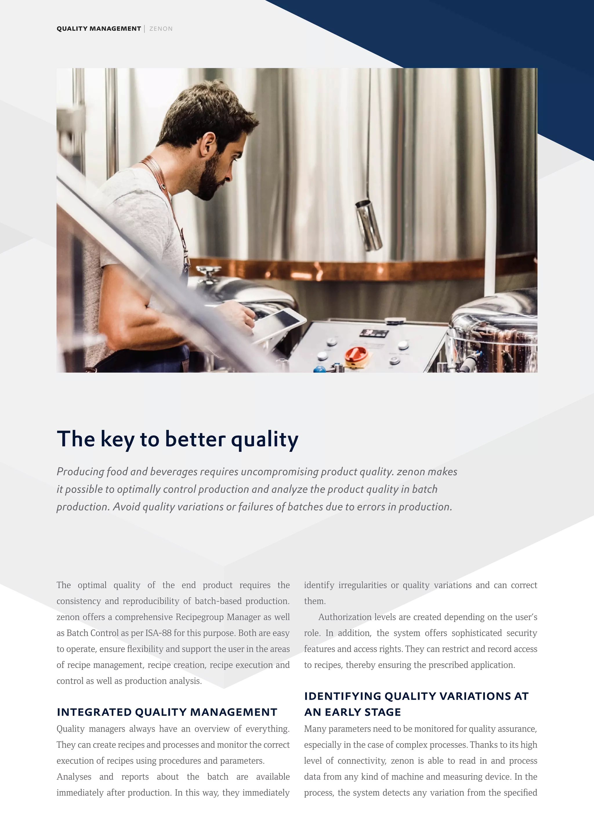 Quality Management with zenon for the Food & Beverage Industry | PDF