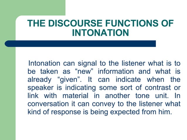 Fnctions Of Intonation | PPT