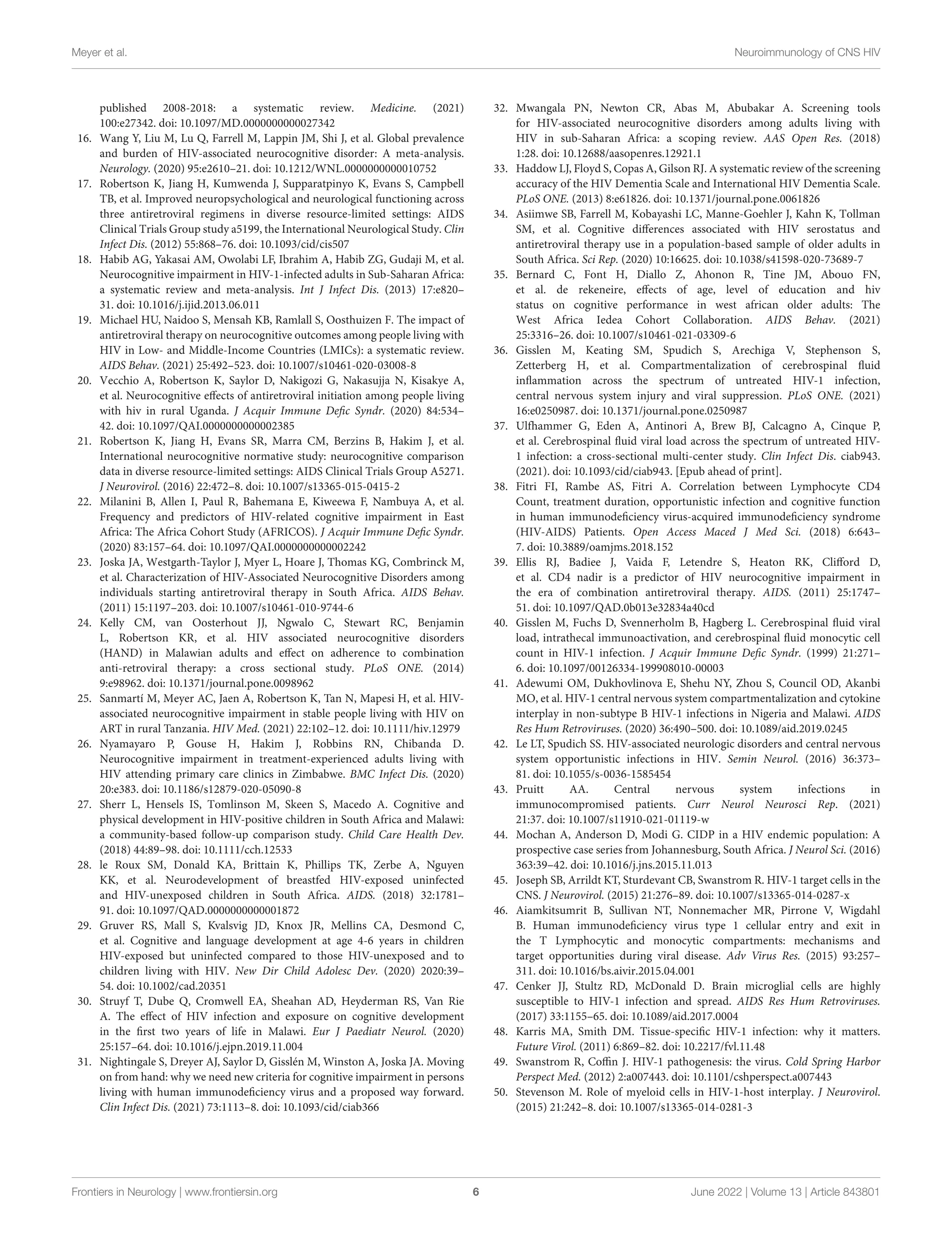 neuorimunnology of cns hiv infection narative review | PDF