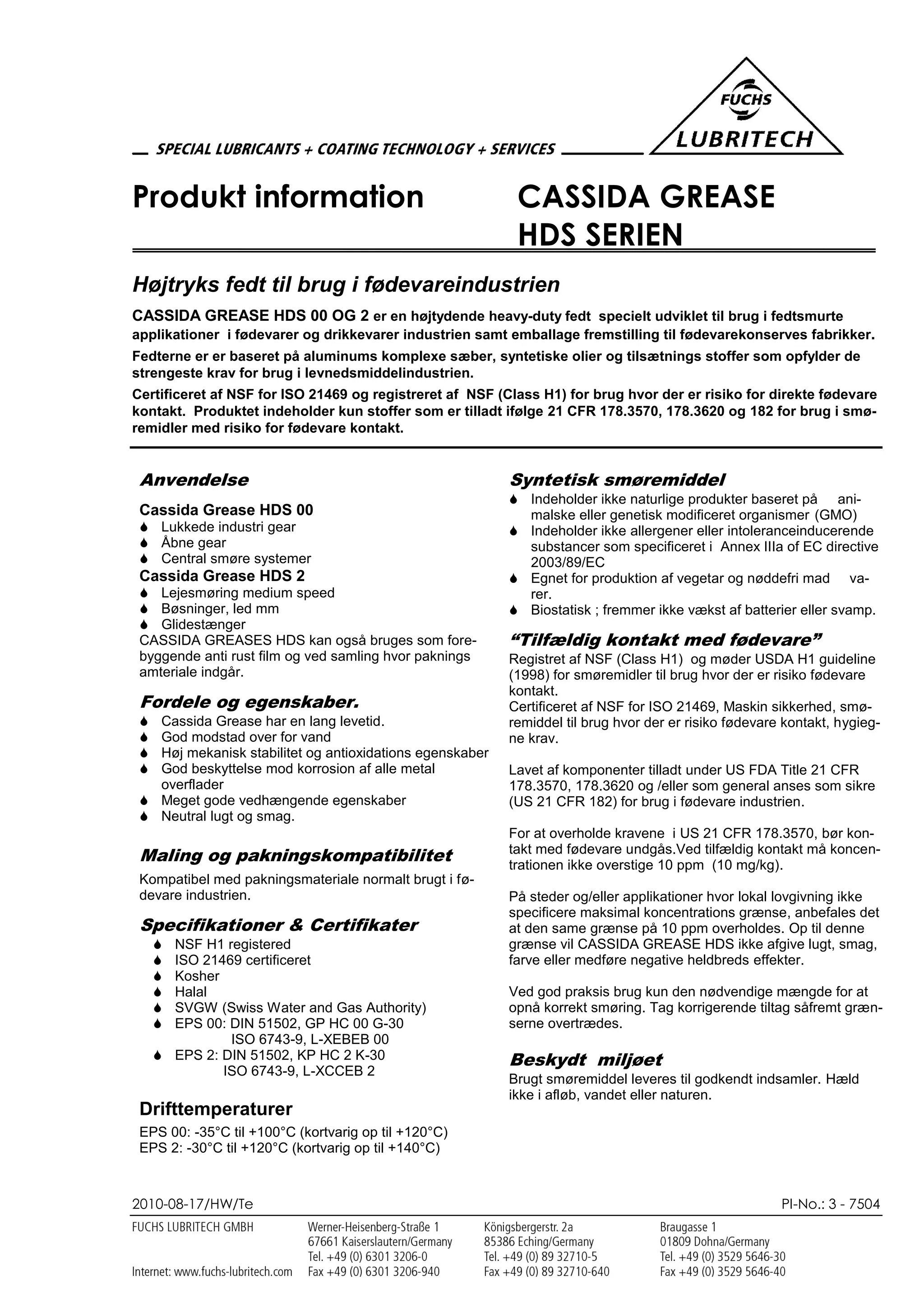 Tds cassida grease hds 00 dk | PDF