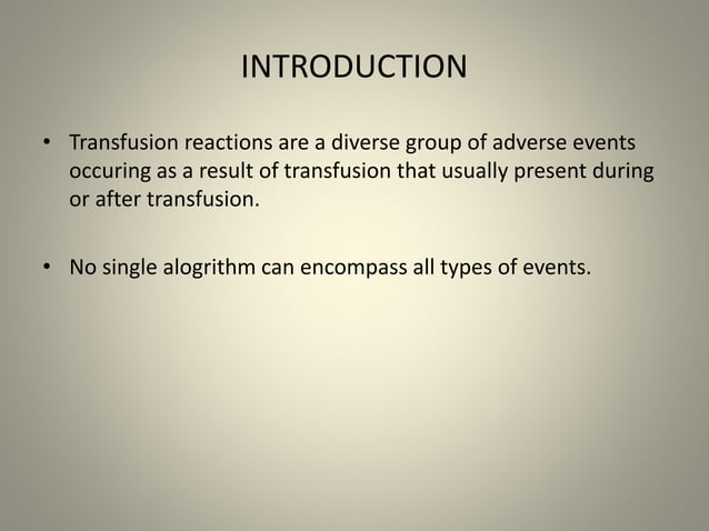 FEBRILE NON HEMOLYTIC TRANSFUSION REACTION | PPTX | Blood Disorders ...