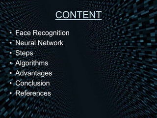 Face recognition using neural network | PPTX