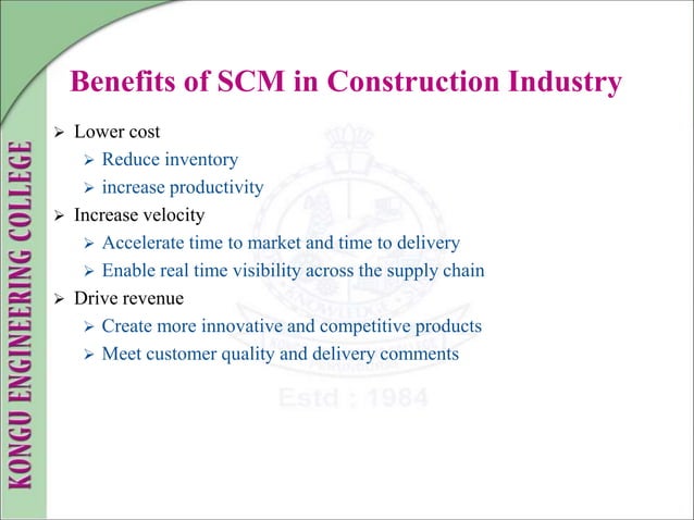 supply chain management in civil engineering | PPTX