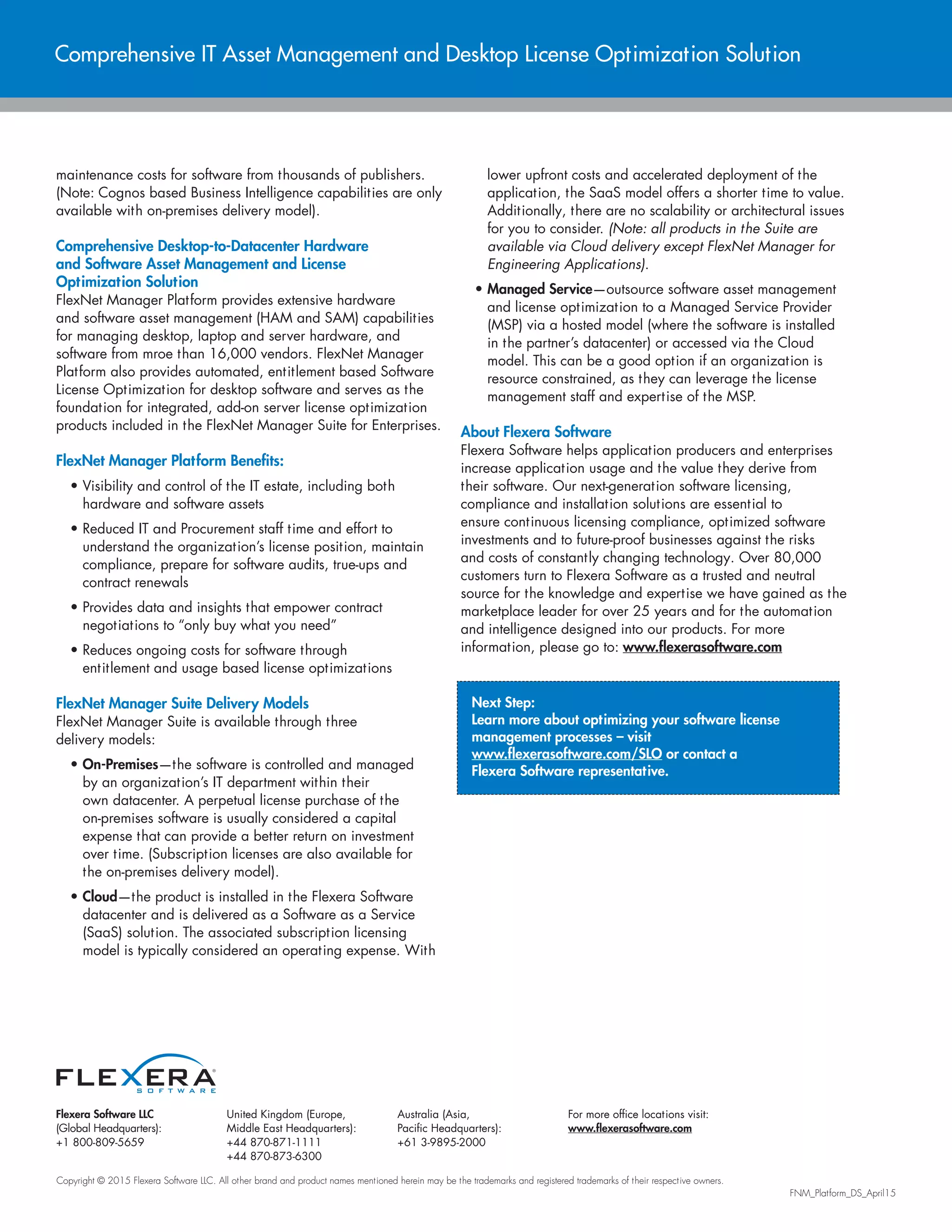 FlexNet Manager Platform Datasheet | PDF