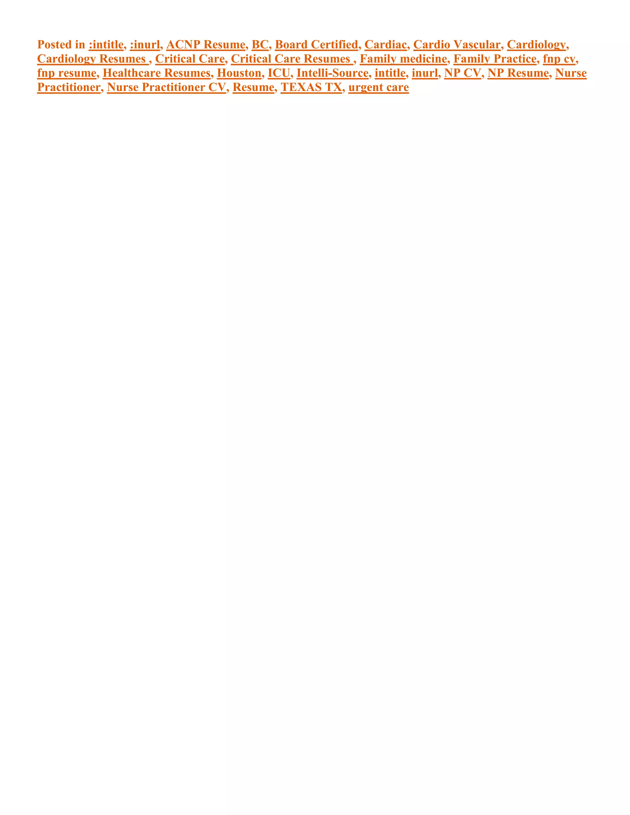 FNP CCRN ICU Medical Resume CV | PDF | Resume Writing and Advice | Job ...