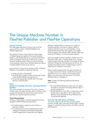 The Unique Machine Number in FlexNet Publisher and FlexNet Operations | PDF