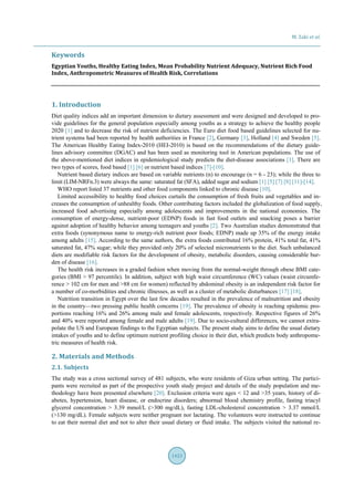 Nutritional Epidemiological Study to Estimate Usual Intake and to Define Optimum Nutrient ...