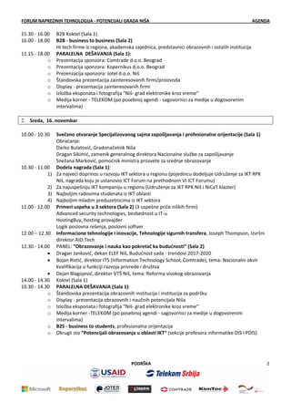 Forum naprednih tehnologija 2016 - Agenda | PDF