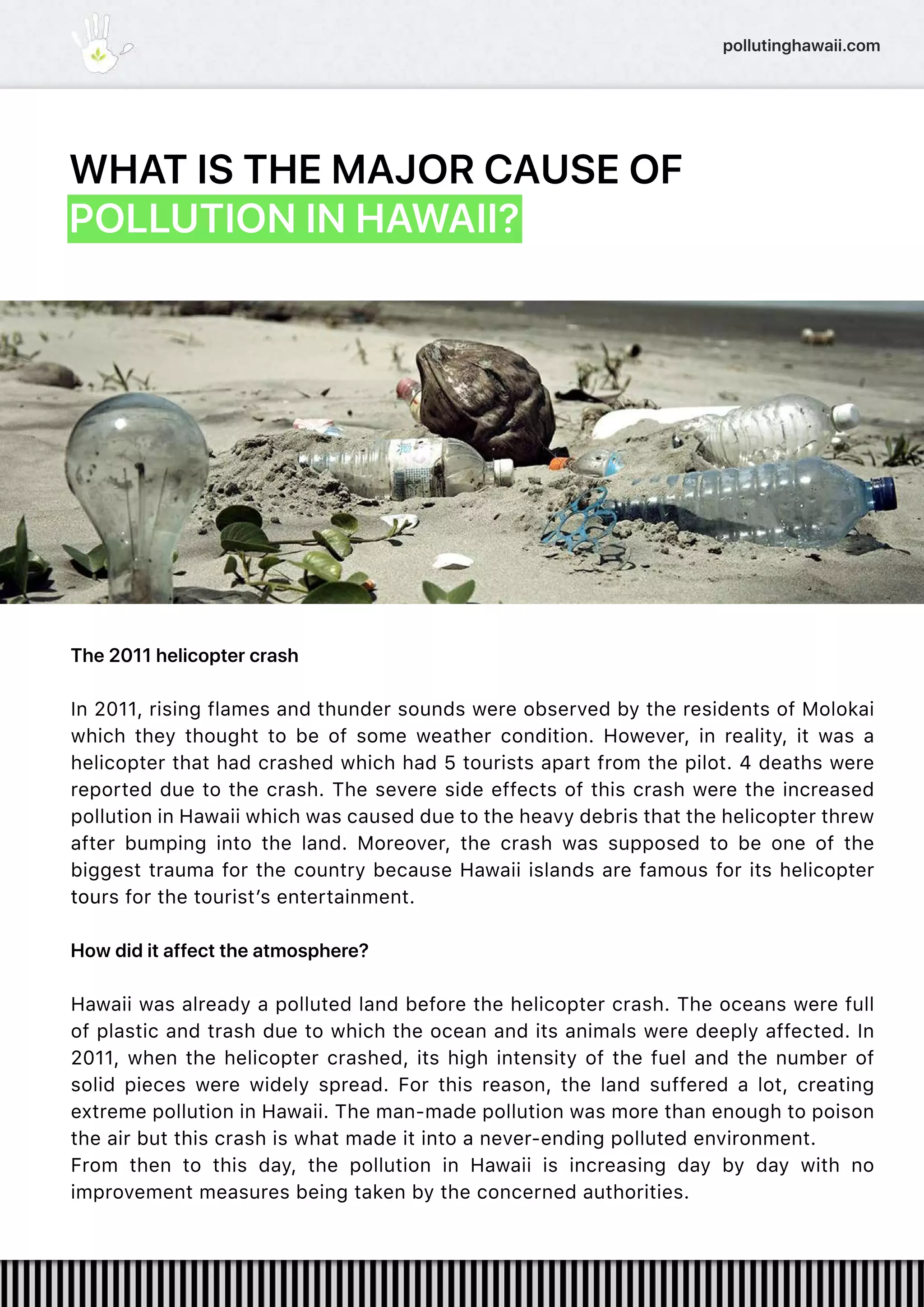 What is the major cause of pollution in Hawaii? | PDF