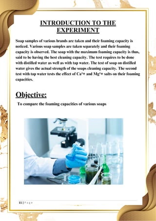 chemistry project on foaming capacity of soap class 11 | PDF