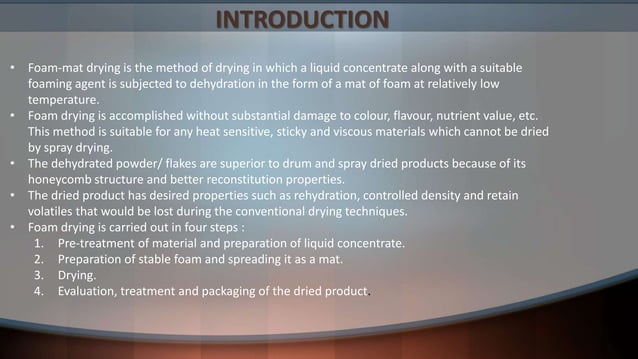 FOAM MAT DRYING TECHNIQUE.pptx | Home Appliances | Home & Garden