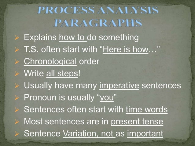 Process analysis paragraph | PPTX | Desserts and Baking | Food & Drink