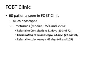 Expediting Colonoscopy for Patients with + Faecal Occult Blood Test in ...