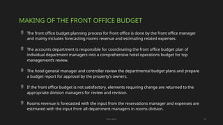 Front Office budgets and budgeting in Front Office | PPTX
