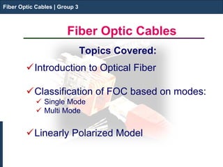 Optical Fiber Cables :- An Introduction | PDF