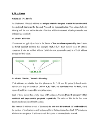 Basics of IP address ,IP-address classes, Subnet mask | PDF