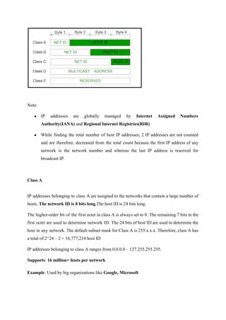 Basics of IP address ,IP-address classes, Subnet mask | PDF