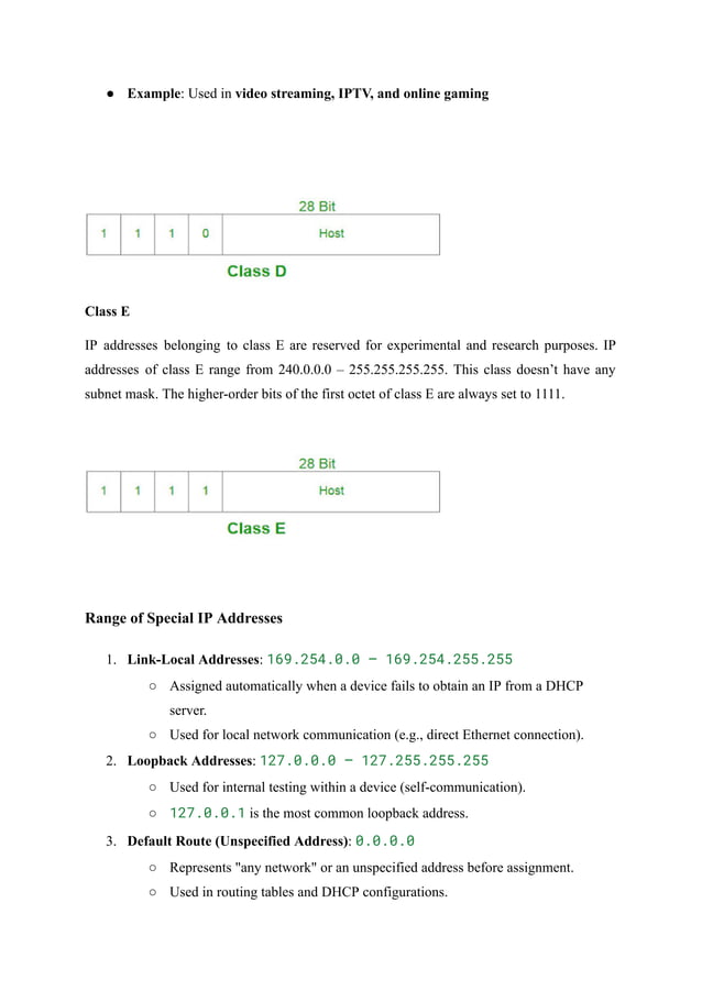 Basics of IP address ,IP-address classes, Subnet mask | PDF
