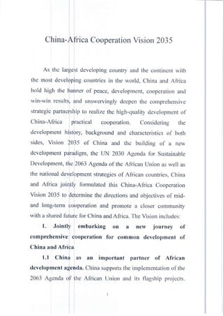 FOCAC-China-Africa Vision 2035 | PDF