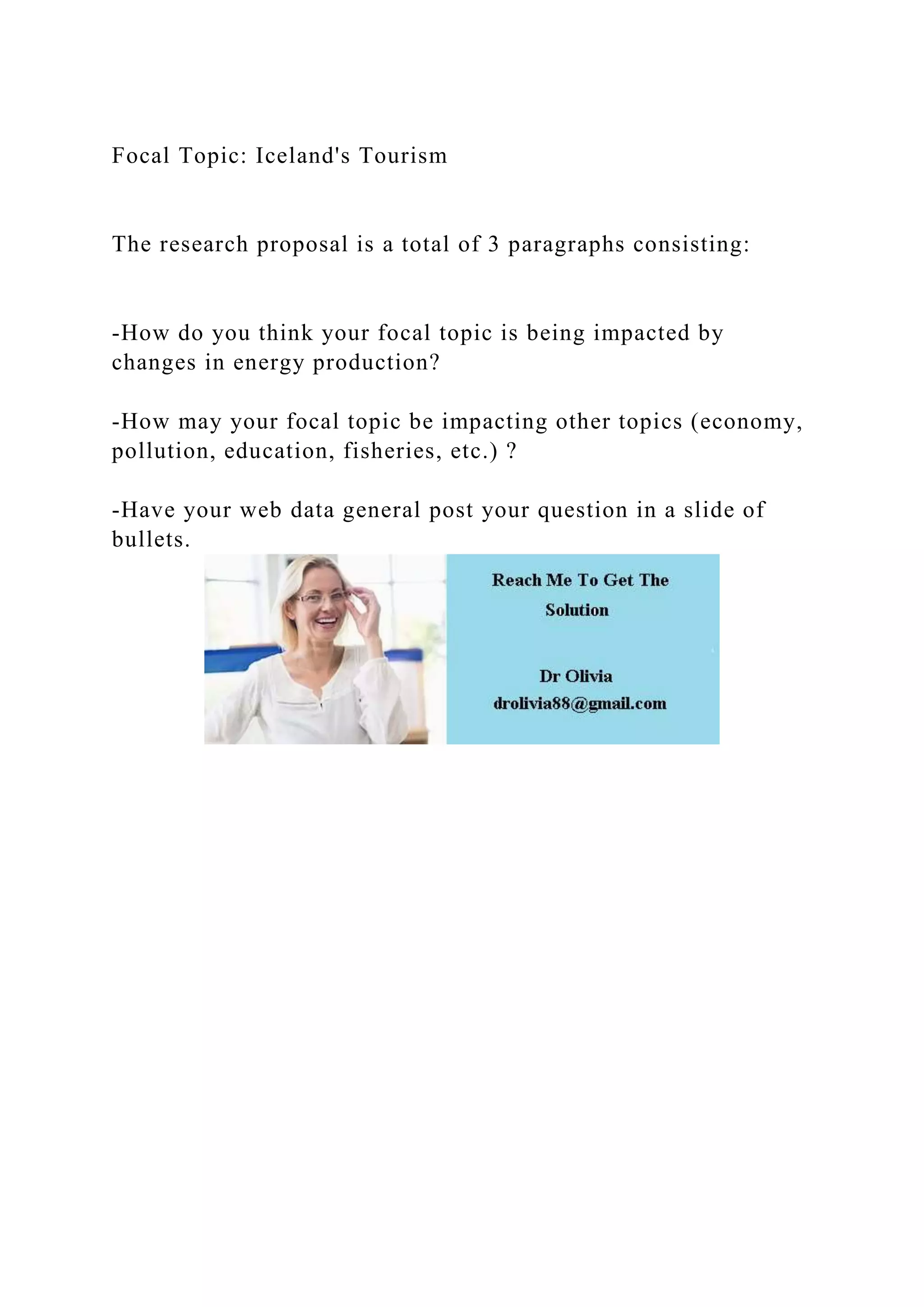 Focal Topic Icelands TourismThe research proposal is a total | PDF