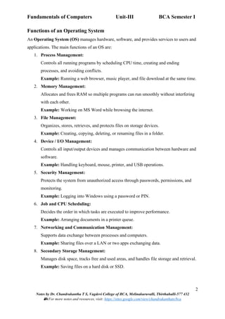 Fundamentals of Computers(FOC): Unit-III Operating Systems , Computer ...