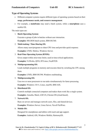 Fundamentals of Computers(FOC): Unit-III Operating Systems , Computer ...