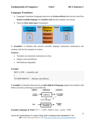 Fundamentals of Computers(FOC): UNIT-I Introduction to Computers | PDF