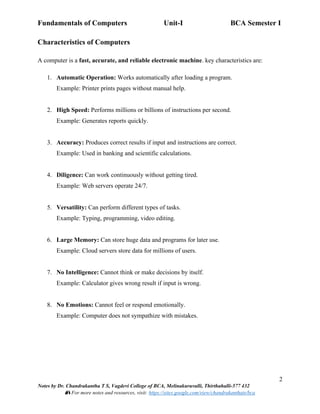 Fundamentals of Computers(FOC): UNIT-I Introduction to Computers | PDF