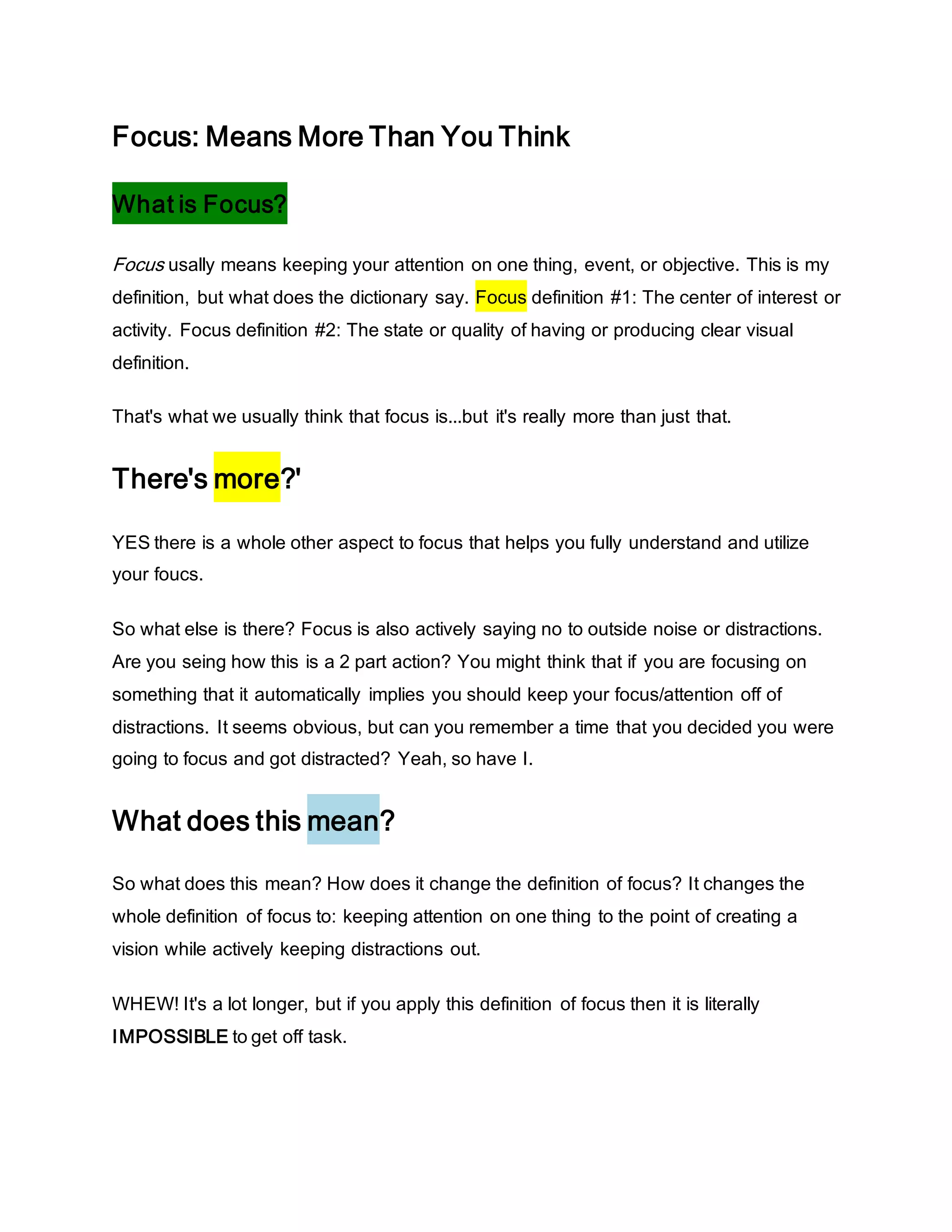 Focus: Means More Than You Think | DOCX
