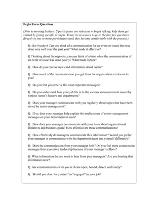 Employee Communications Focus Group Protocol | PDF | Business ...