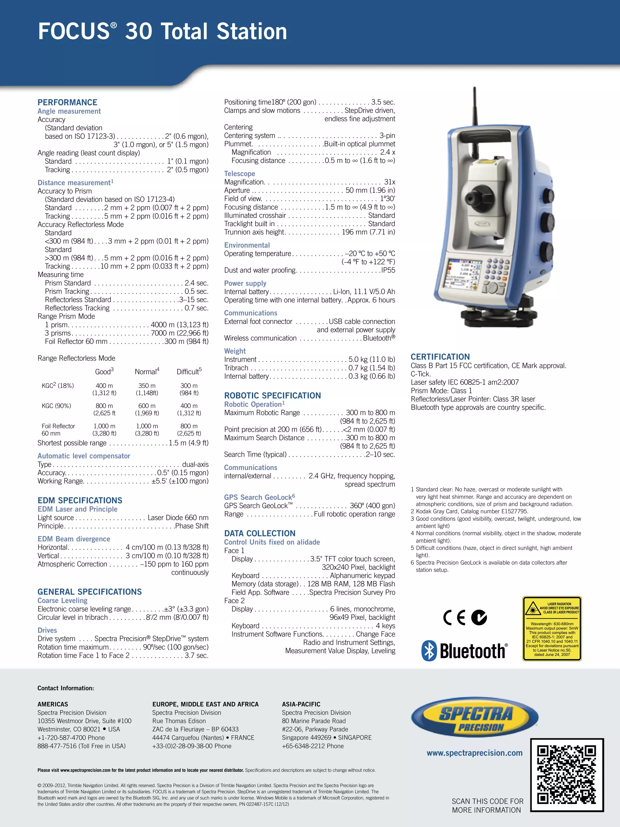 total station spectra Focus 30, 2" robotic, | PDF