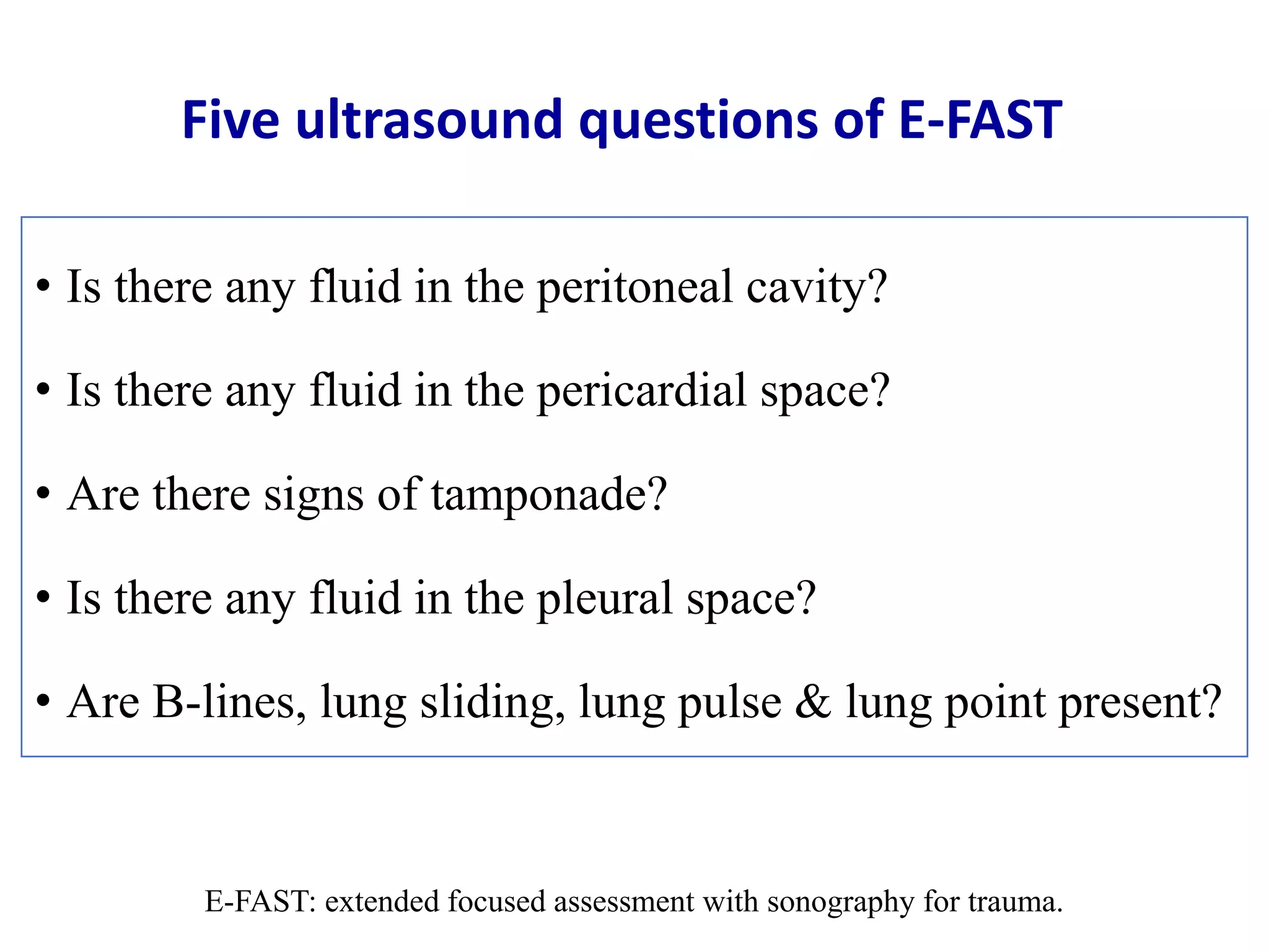 Extended focus assessment with sonography for trauma | PPTX | First Aid ...