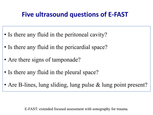 Extended focus assessment with sonography for trauma | PPTX | First Aid ...