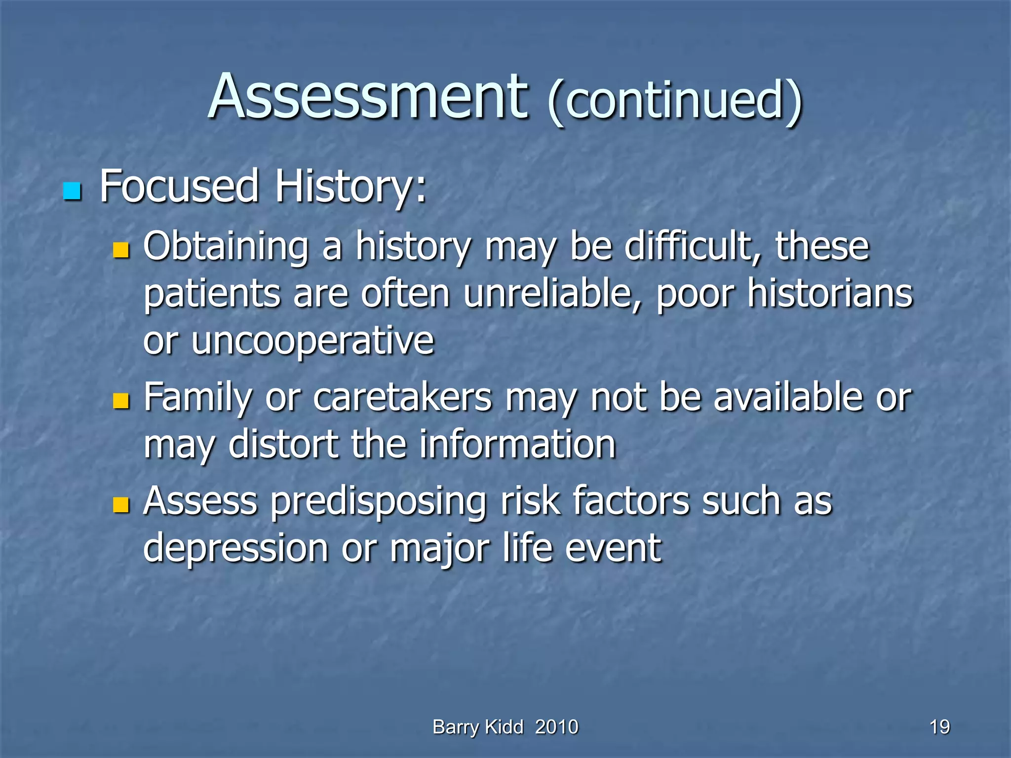 Focused history & physical exam and behavior emergencies | PPT