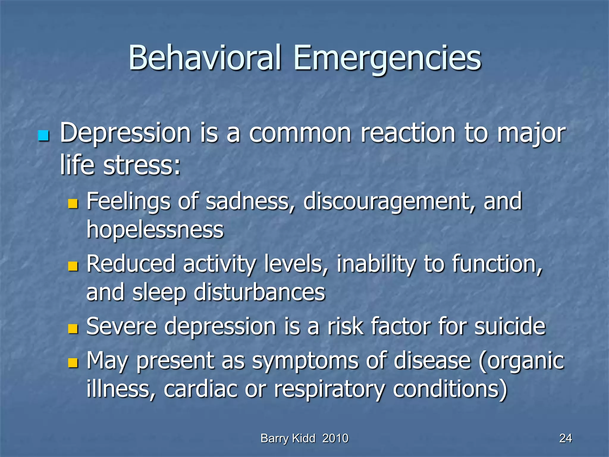 Focused history & physical exam and behavior emergencies | PPT