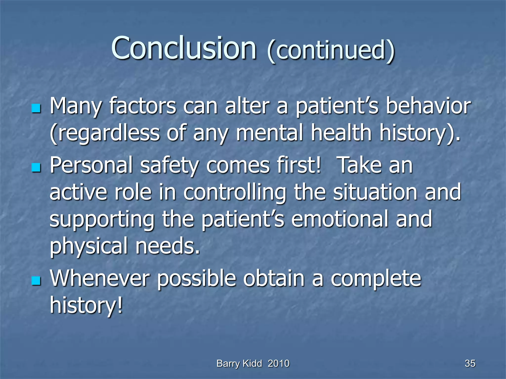 Focused history & physical exam and behavior emergencies | PPT