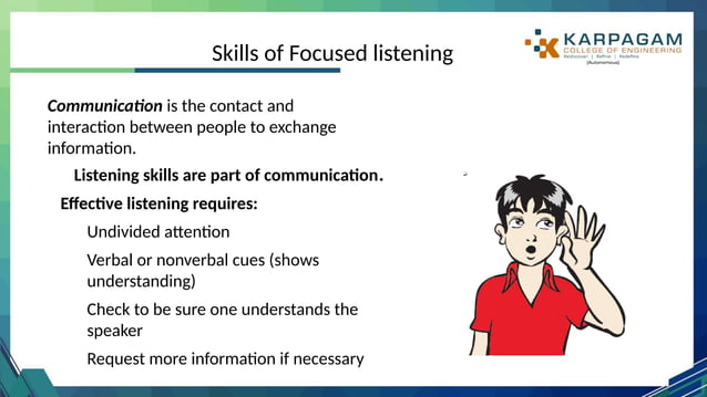 Focused listening I=in communication skills | PPTX