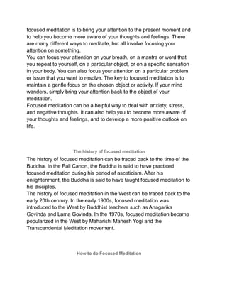 Focused Meditation.pdf | Wellness | Healthy Living