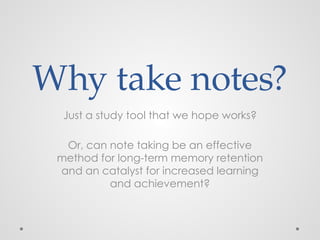 Focusing on Note Taking Writing Activities Seconary Level | PPT